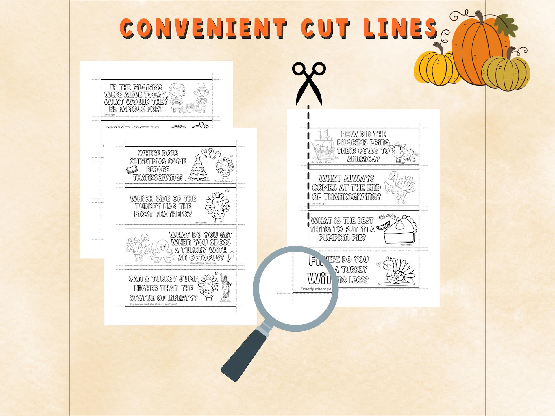 Printable Thanksgiving Riddle Coloring Bookmarks 2x6 Set of 10 Fun ...