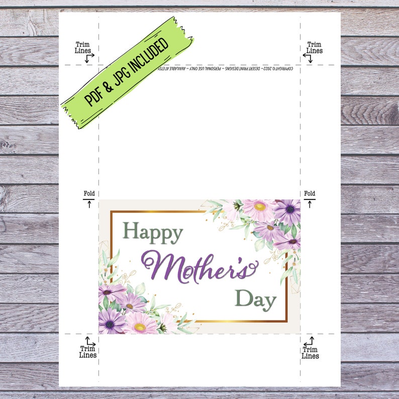 PRINTABLE Floral Mother's Day Card, Mothers Day Gift, Mother's Day ...