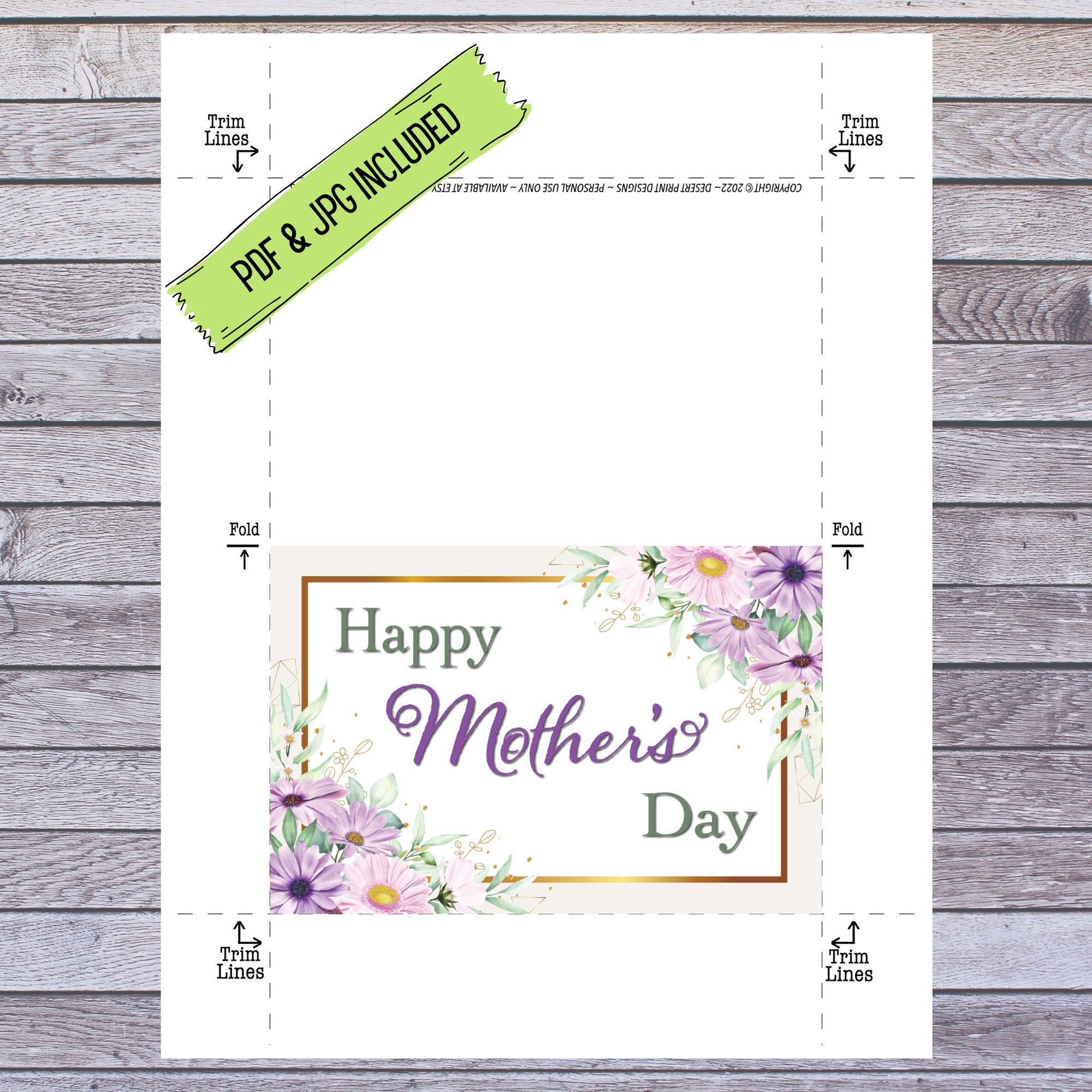 PRINTABLE Floral Mother's Day Card, Mother’s Day Gift, Mother's Day ...