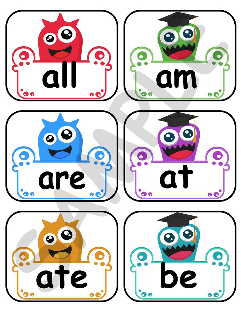 Dolch Sight Words KINDERGARTEN, Sight Word Flash Cards, Printable Sight ...