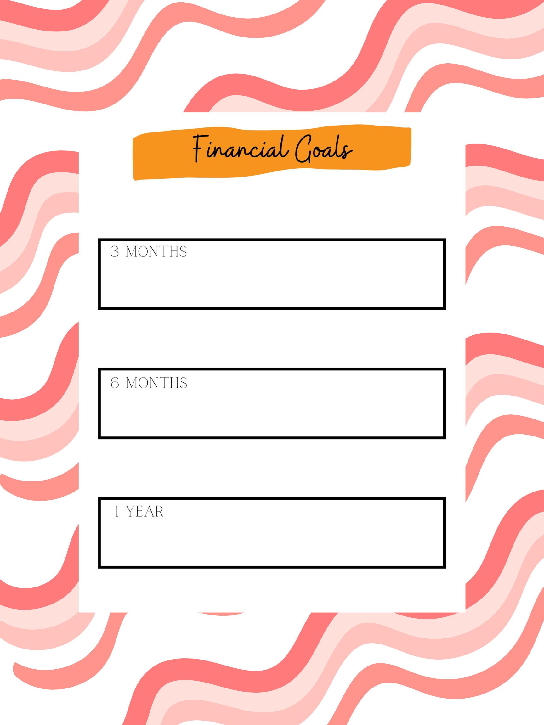 Financial Goals PDF Printable - Etsy