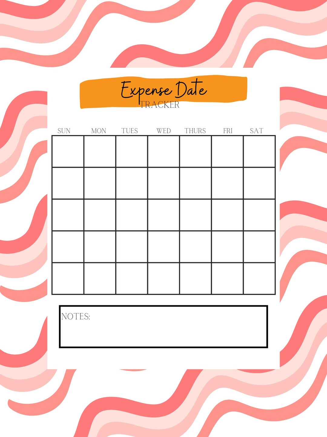 Expense Date Tracker PDF Printable - Etsy