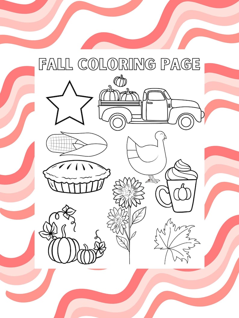 Fall Coloring Printable PDF - Etsy
