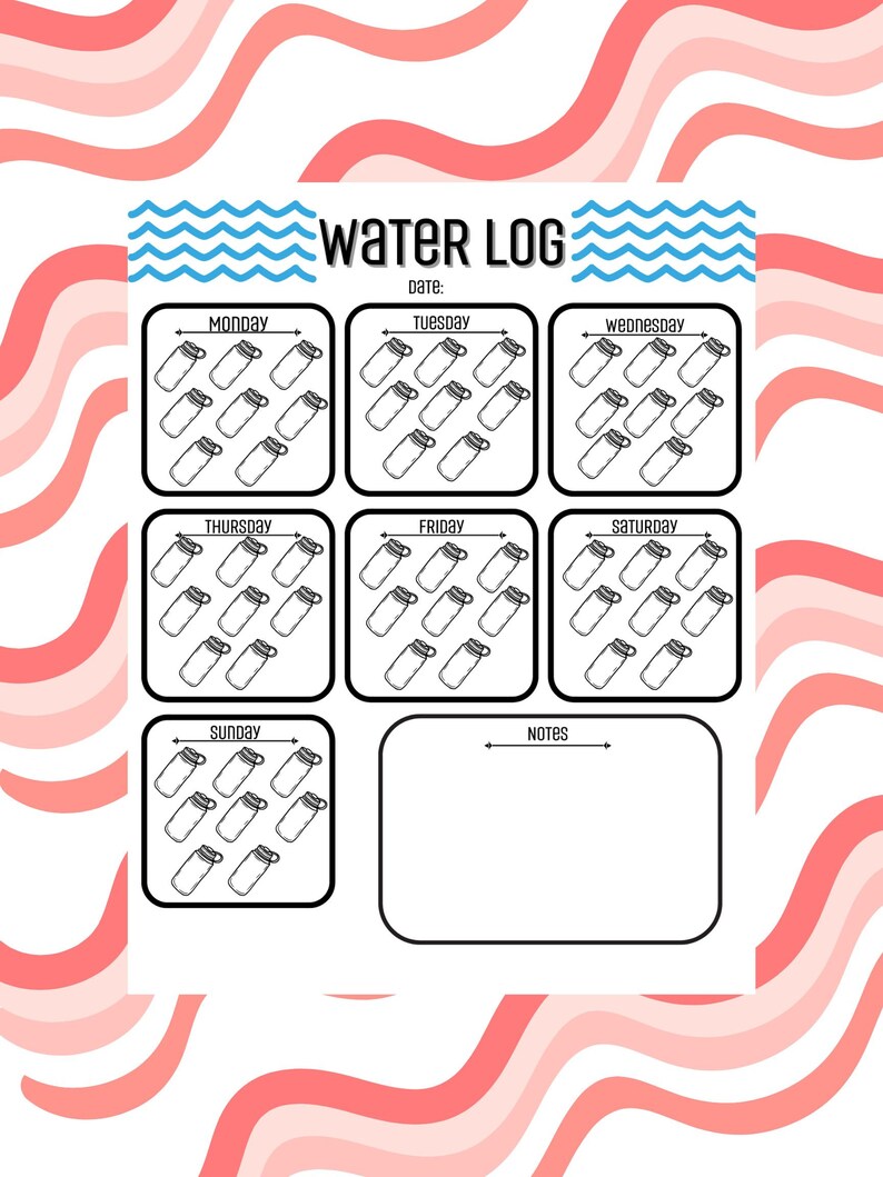 Water Log PDF Printable - Etsy