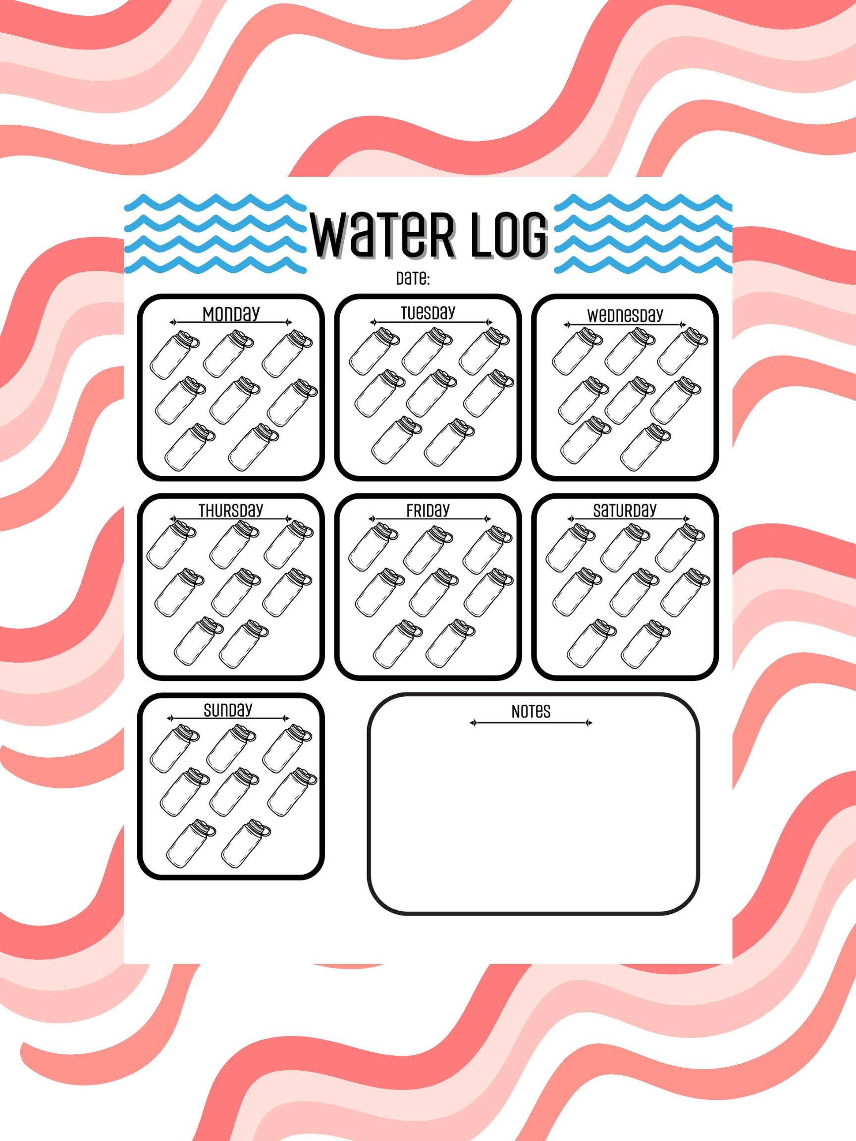 Water Log PDF Printable - Etsy