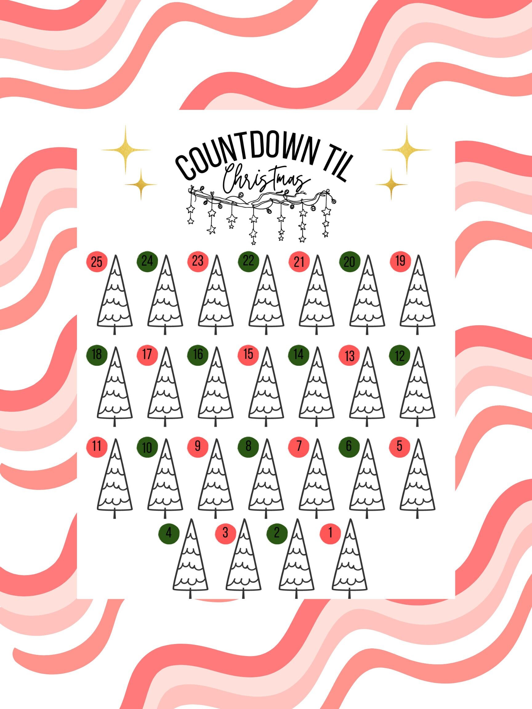 Countdown Til Christmas PDF Printable - Etsy