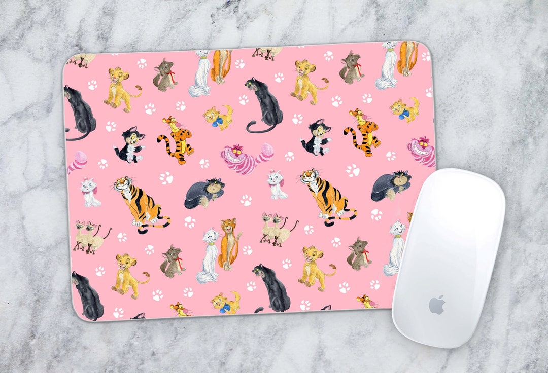 Computer Mousepad - Disney Cats Tigger Figaro Marie Pink Background ...