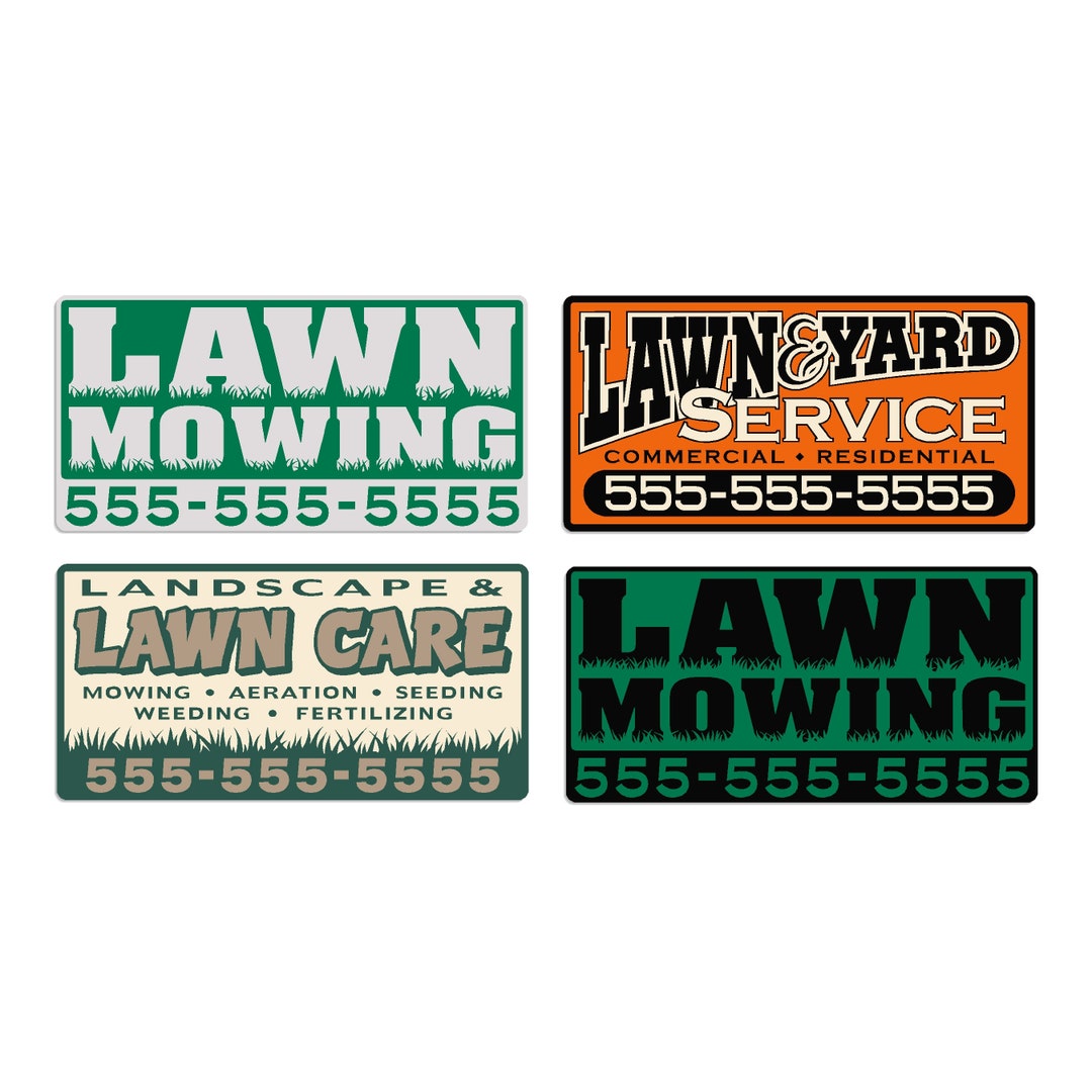 Lawn Mowing Pair of 24 X 12 Magnetic Vehicle Signs Add Your Number - Etsy