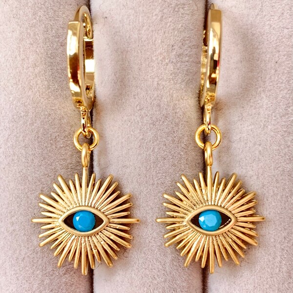 Evil Eye Sunburst Earrings - Etsy UK