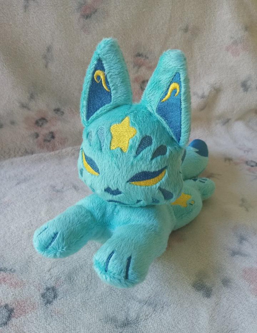 Blue and Yellow Kitsune Fox Plushie - Etsy