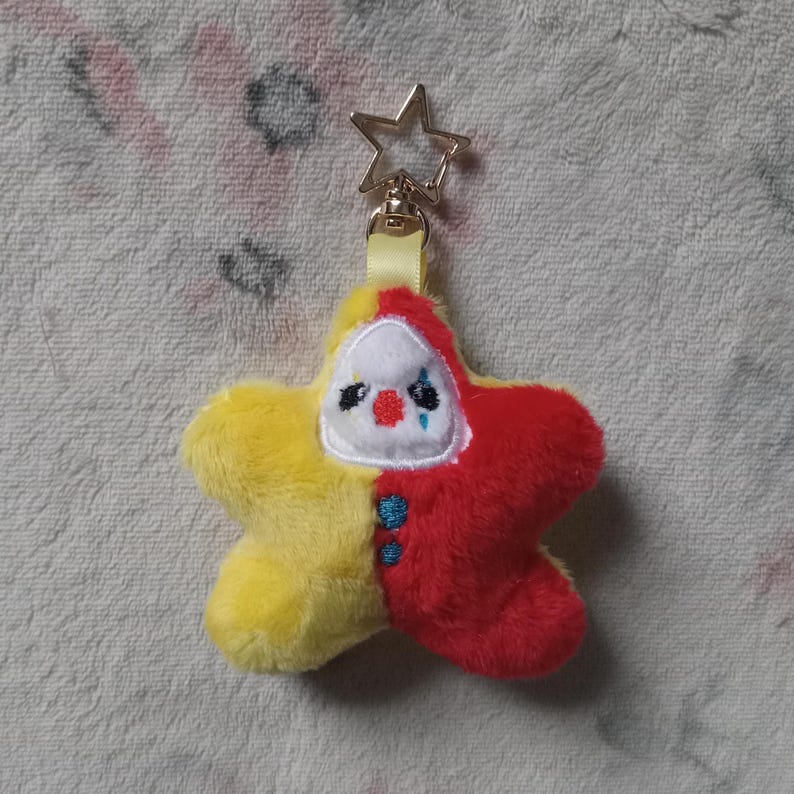 Cute Star Clown Plush Keychain, Handmade Minky Charm - Etsy