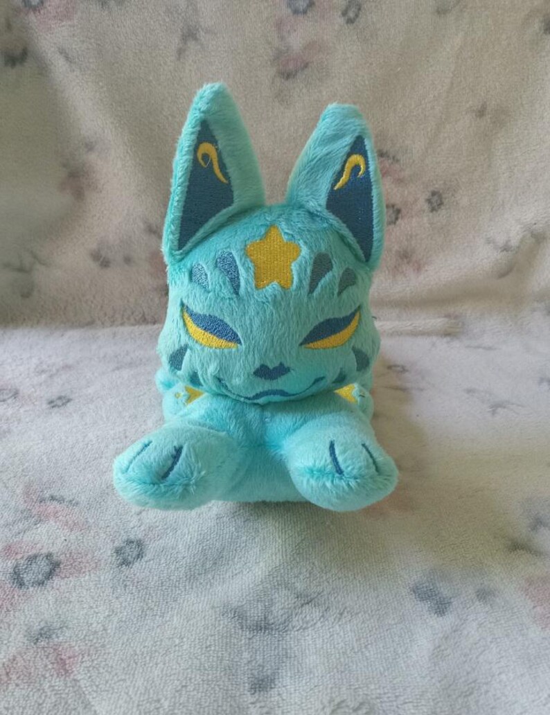 Blue and Yellow Kitsune Fox Plushie - Etsy