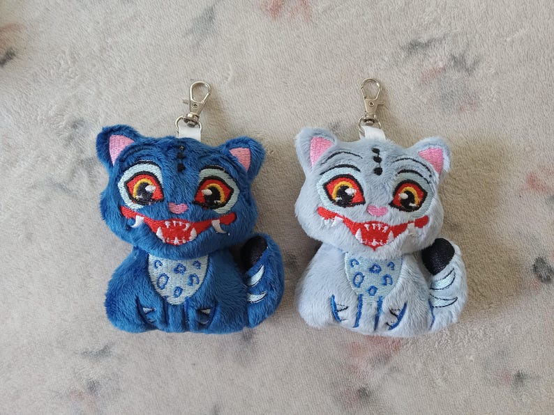 Cute Derpy Chibi Kpop Demon Tiger Cat Keychain - Etsy