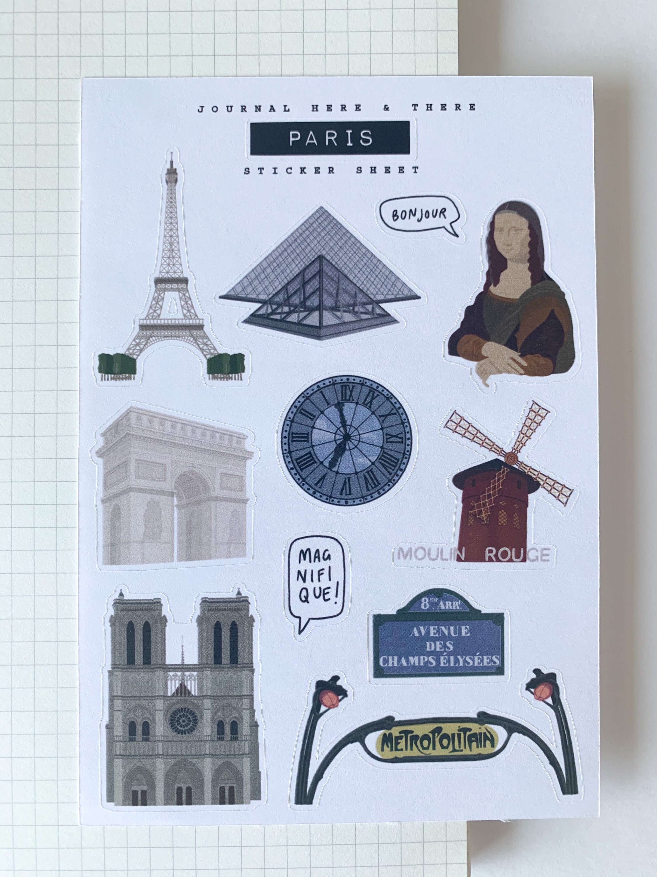 Paris France Collection Sticker Sheet Set 4 Sticker Sheets | Etsy