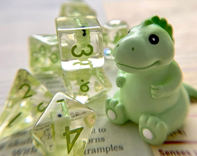 T Rex Dnd Dice Set 4 Dungeons & Dragons. Polyhedral Dinosaur Dice ...