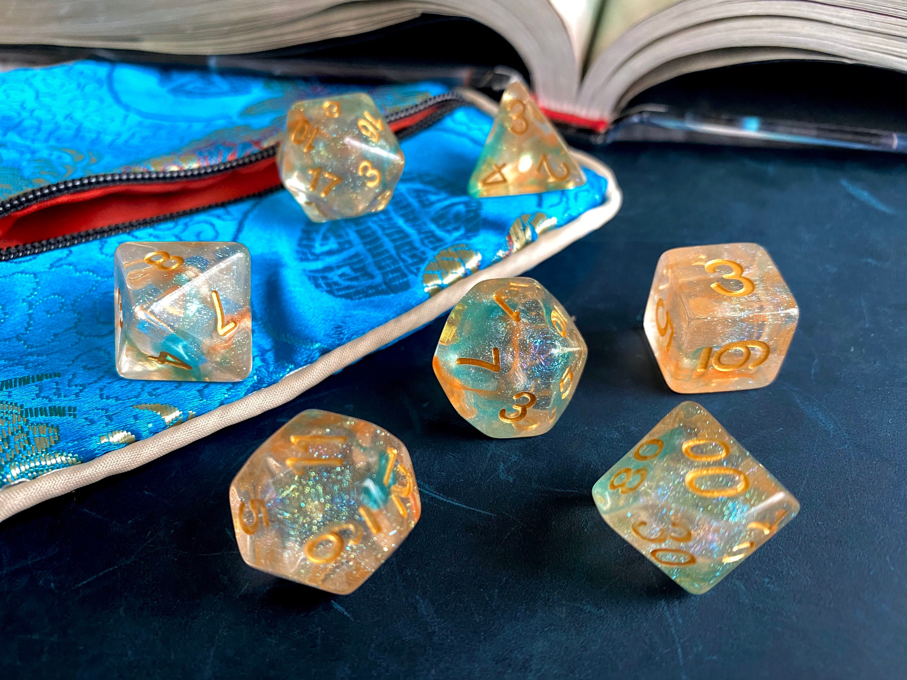 LUCKY Goldfish Dnd Dice Set 4 Dungeons and Dragons Polyhedral - Etsy