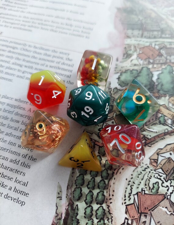Little Village Mix Set Dnd Dice Set Red Green and Yellow - Etsy