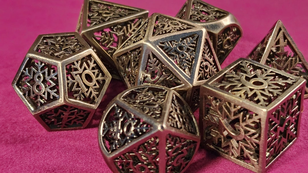 Frostbite Hallow Metal Dnd Dice Set, Hollow Steel Metal Dice Set for ...