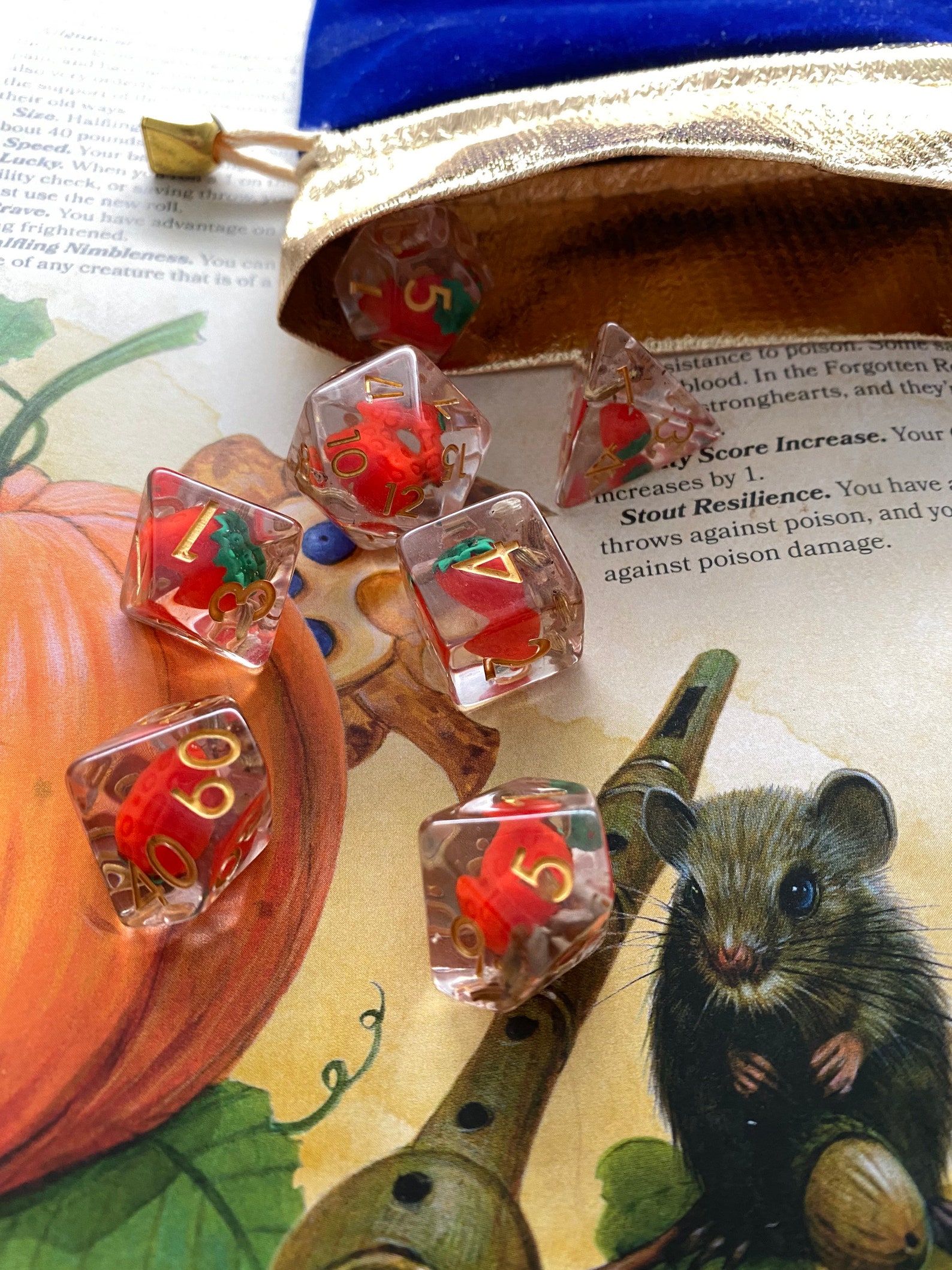 Strawberry Dnd Dice Set 4 Dungeons & Dragons. Polyhedral Food - Etsy