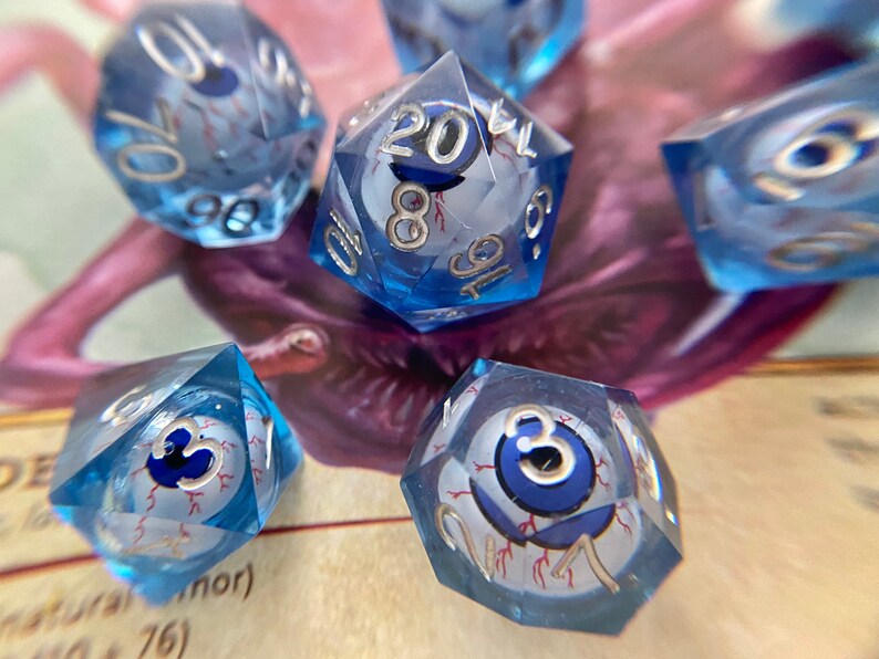 Beholder Eye Dnd Dice Set Handmade Sharp Edge Liquid Core Eye - Etsy