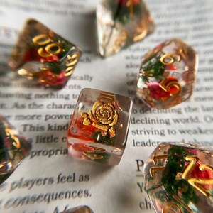 Rose Bud Dnd Dice Set, Rose Dice, Flower Dice, Game Dice Set for ...