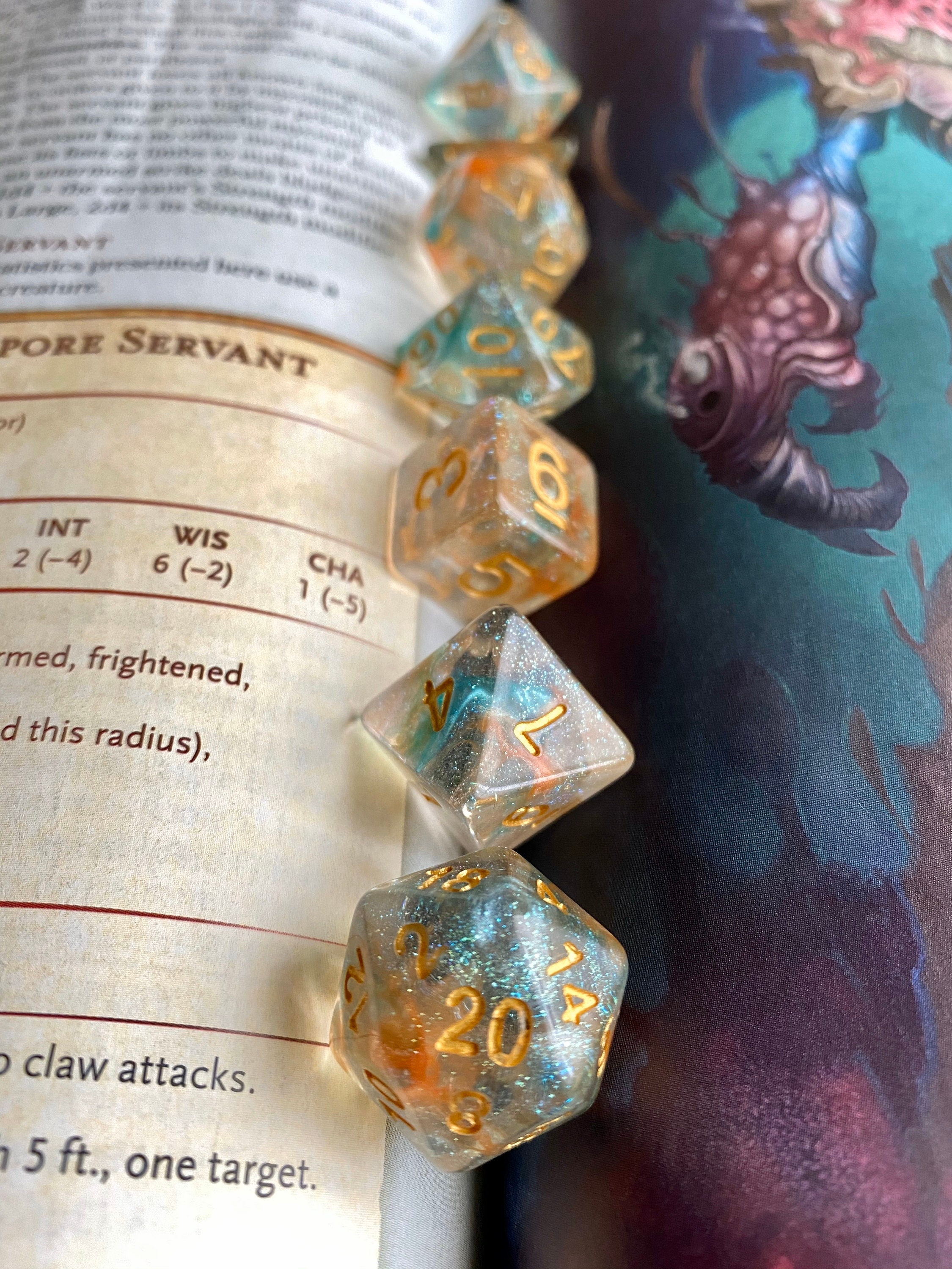 LUCKY Goldfish Dnd Dice Set 4 Dungeons and Dragons Polyhedral - Etsy