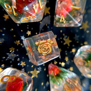 Rose Bud Dnd Dice Set, Rose Dice, Flower Dice, Game Dice Set for ...