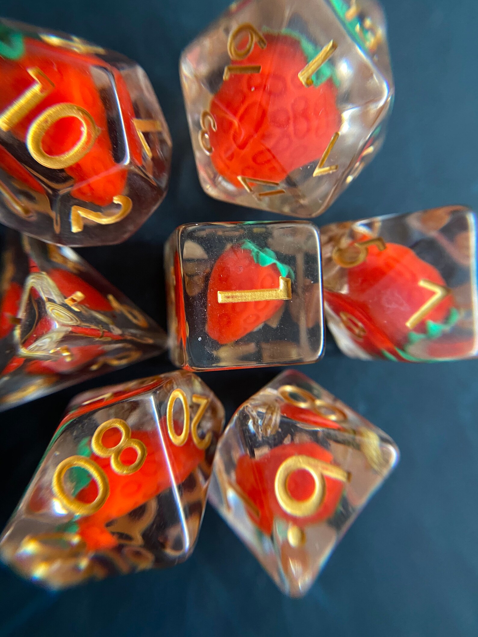 Strawberry Dnd Dice Set 4 Dungeons & Dragons. Polyhedral Food - Etsy
