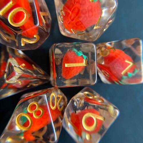 Strawberry Dnd Dice Set 4 Dungeons & Dragons. Polyhedral Food - Etsy