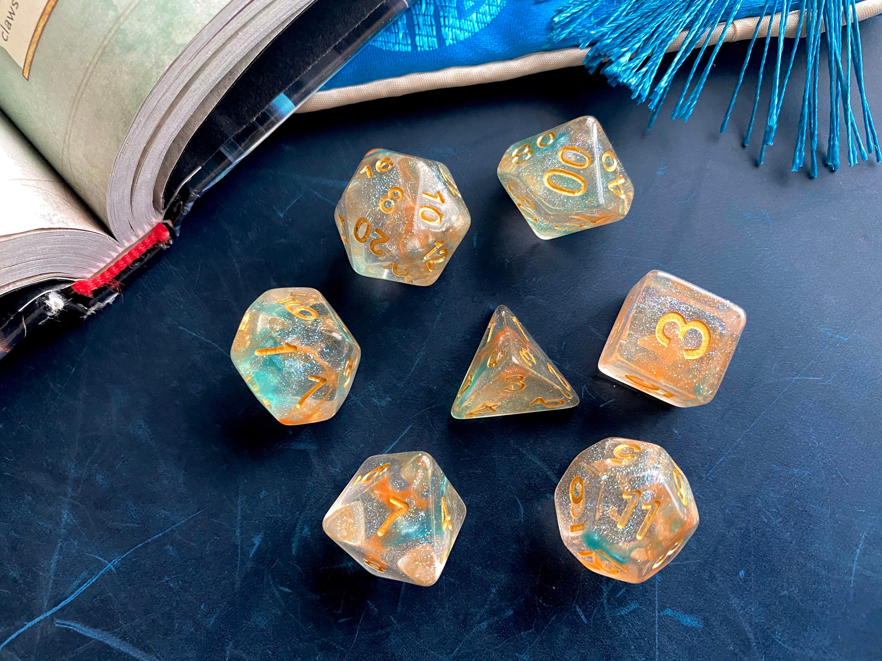 LUCKY Goldfish Dnd Dice Set 4 Dungeons and Dragons Polyhedral - Etsy