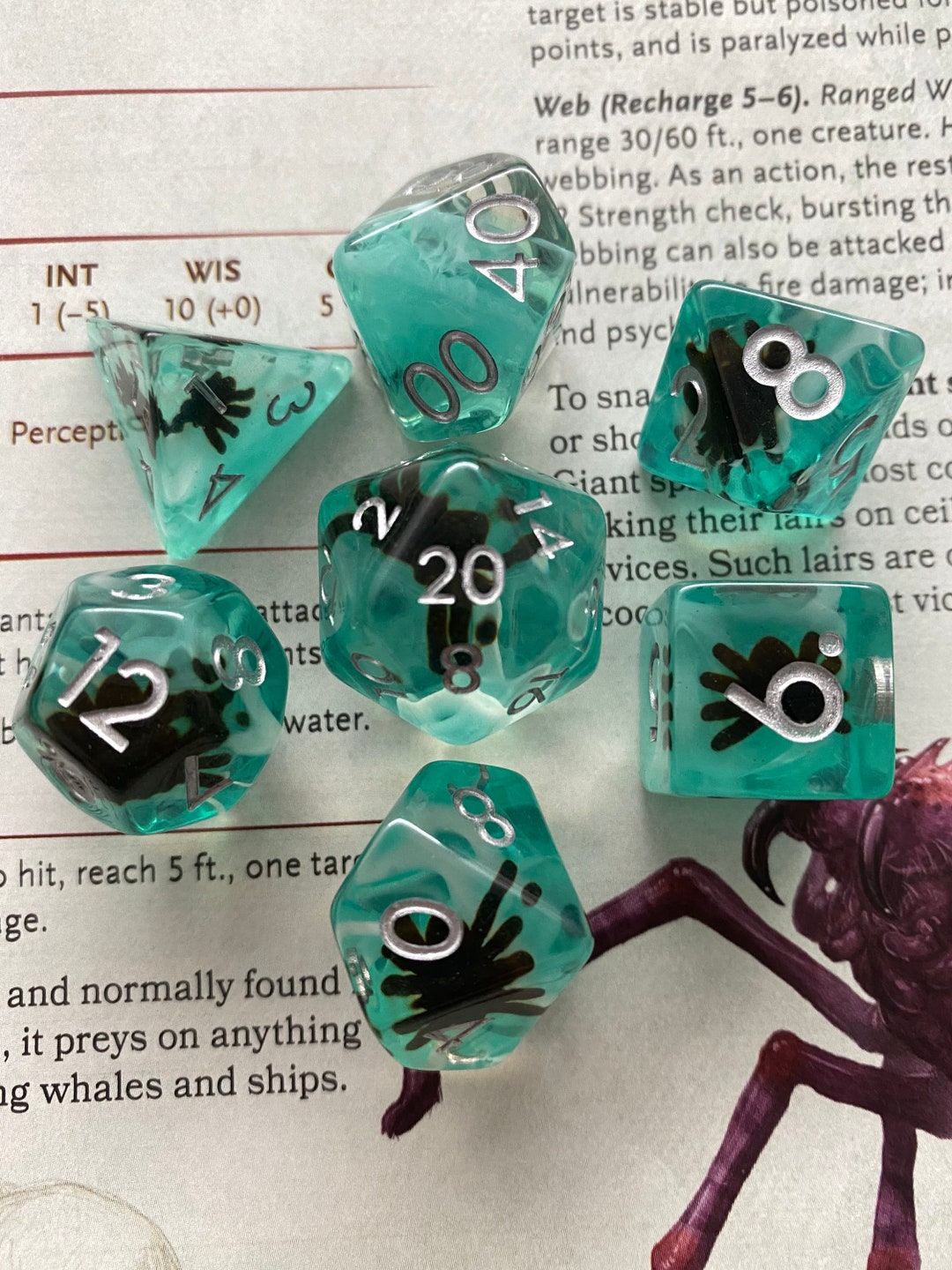 SPIDER Dnd Dice Set 4 Dungeons & Dragons. Polyhedral Scary Creepy Bug ...