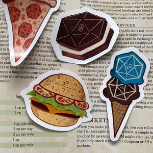 D20 DND FOOD Stickers - DND Dice D20 Stickers Individual or Set - Pizza ...