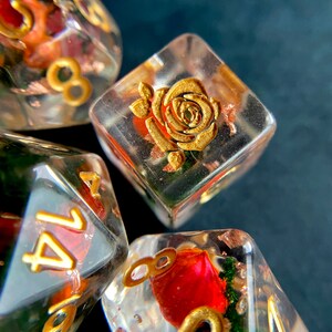 Rose Bud Dnd Dice Set, Rose Dice, Flower Dice, Game Dice Set for ...