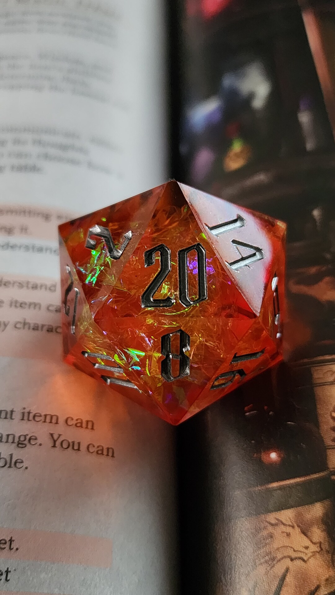 Fire Shard Handmade Sharp Edge 35mm Jumbo D20 for Pathfinder, Dungeons ...