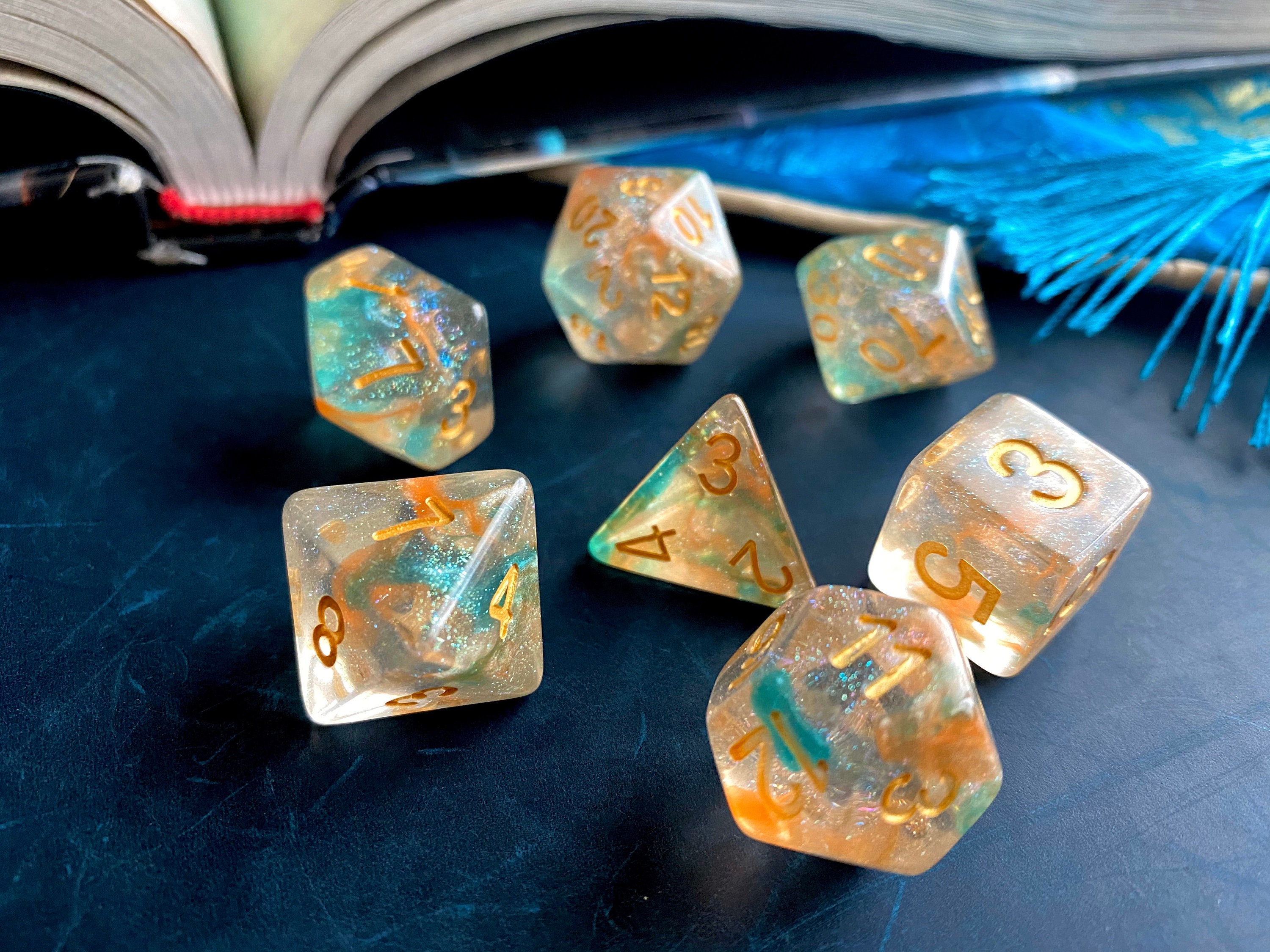 LUCKY Goldfish Dnd Dice Set 4 Dungeons and Dragons Polyhedral - Etsy