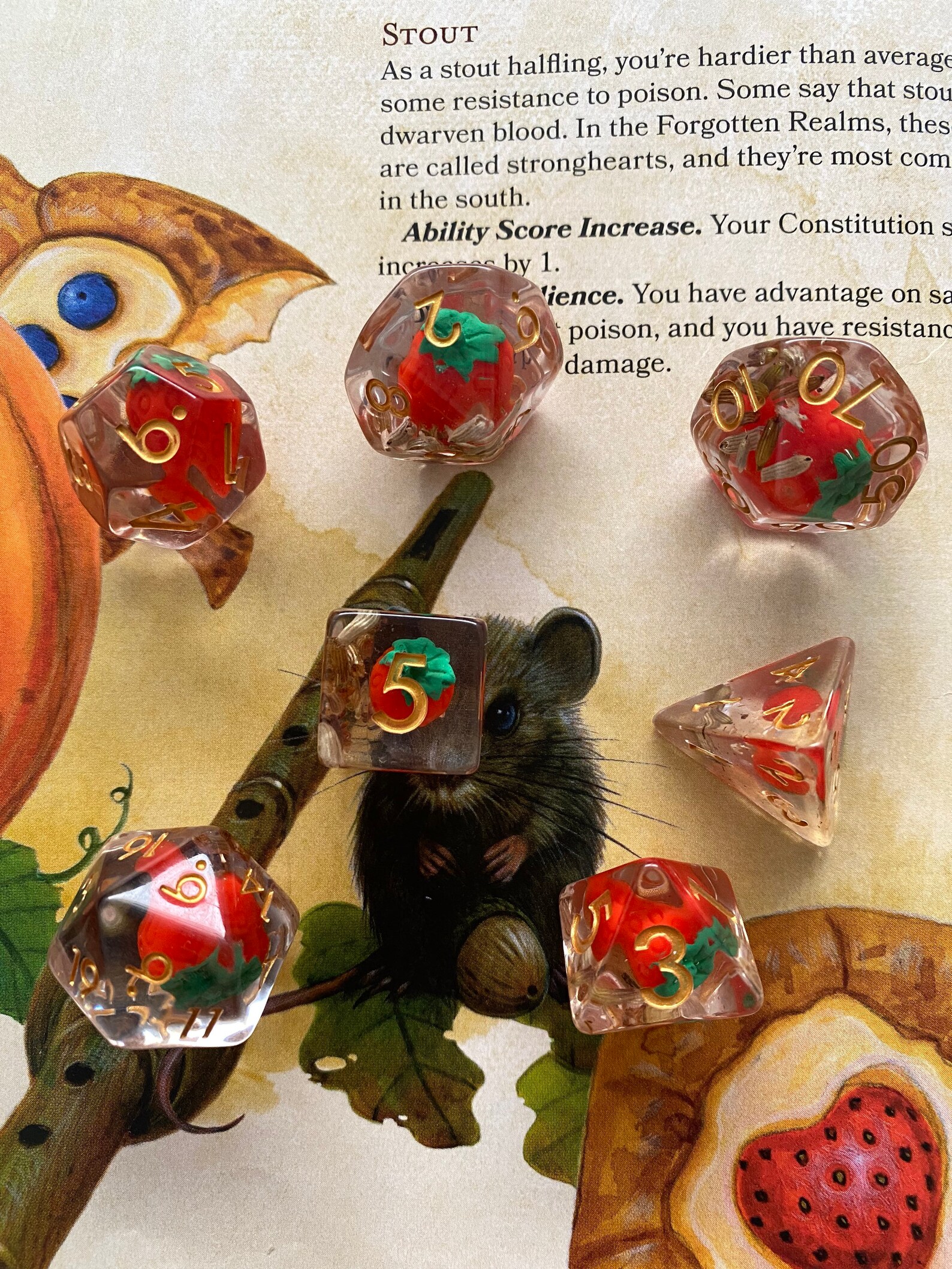 Strawberry Dnd Dice Set 4 Dungeons & Dragons. Polyhedral Food - Etsy