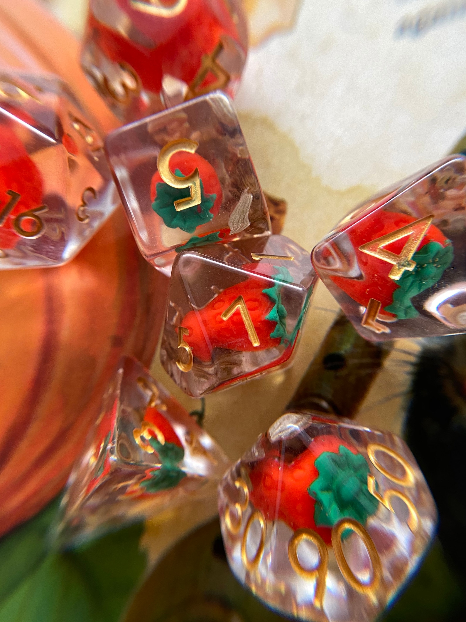 Strawberry Dnd Dice Set 4 Dungeons & Dragons. Polyhedral Food - Etsy