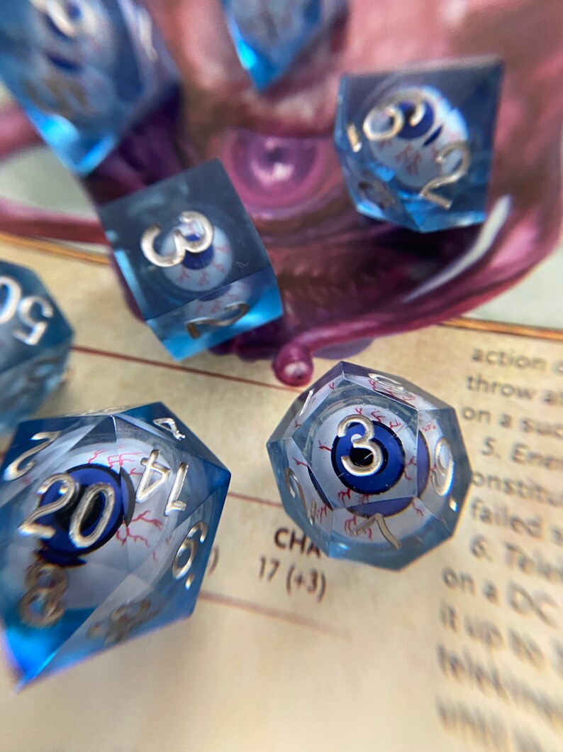 Beholder Eye Dnd Dice Set Handmade Sharp Edge Liquid Core Eye - Etsy