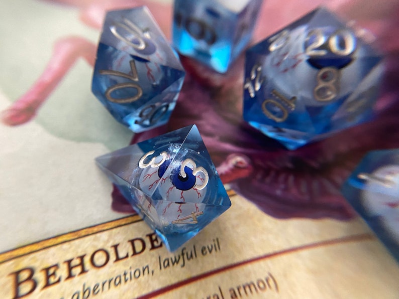Beholder Eye Dnd Dice Set Handmade Sharp Edge Liquid Core Eye - Etsy