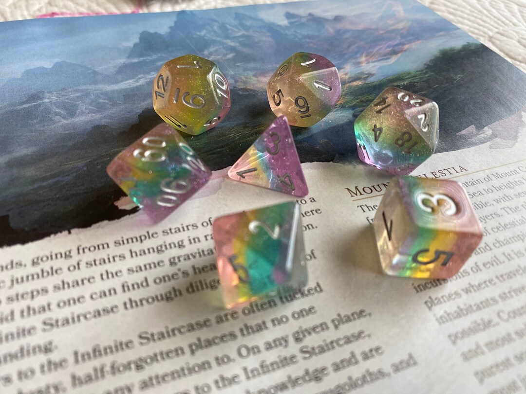 RAINBOW Bright Dnd Dice Set for Dungeons and Dragons Rpg, Polyhedral ...
