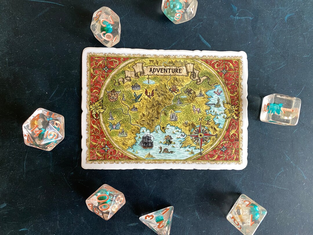 Fantasy Map Sticker Decal - Dungeons and Dragons Adventurers Map ...