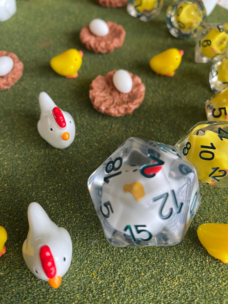 Chicken Dice Dnd Dice Set D20 Farm 7 Piece Dice Set With - Etsy