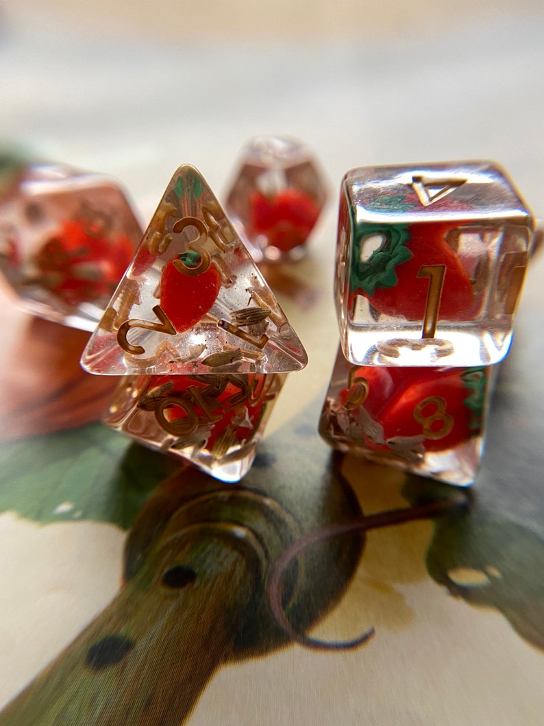 Strawberry Dnd Dice Set 4 Dungeons & Dragons. Polyhedral Food - Etsy