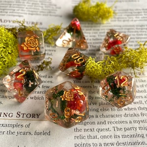 Rose Bud Dnd Dice Set, Rose Dice, Flower Dice, Game Dice Set for ...