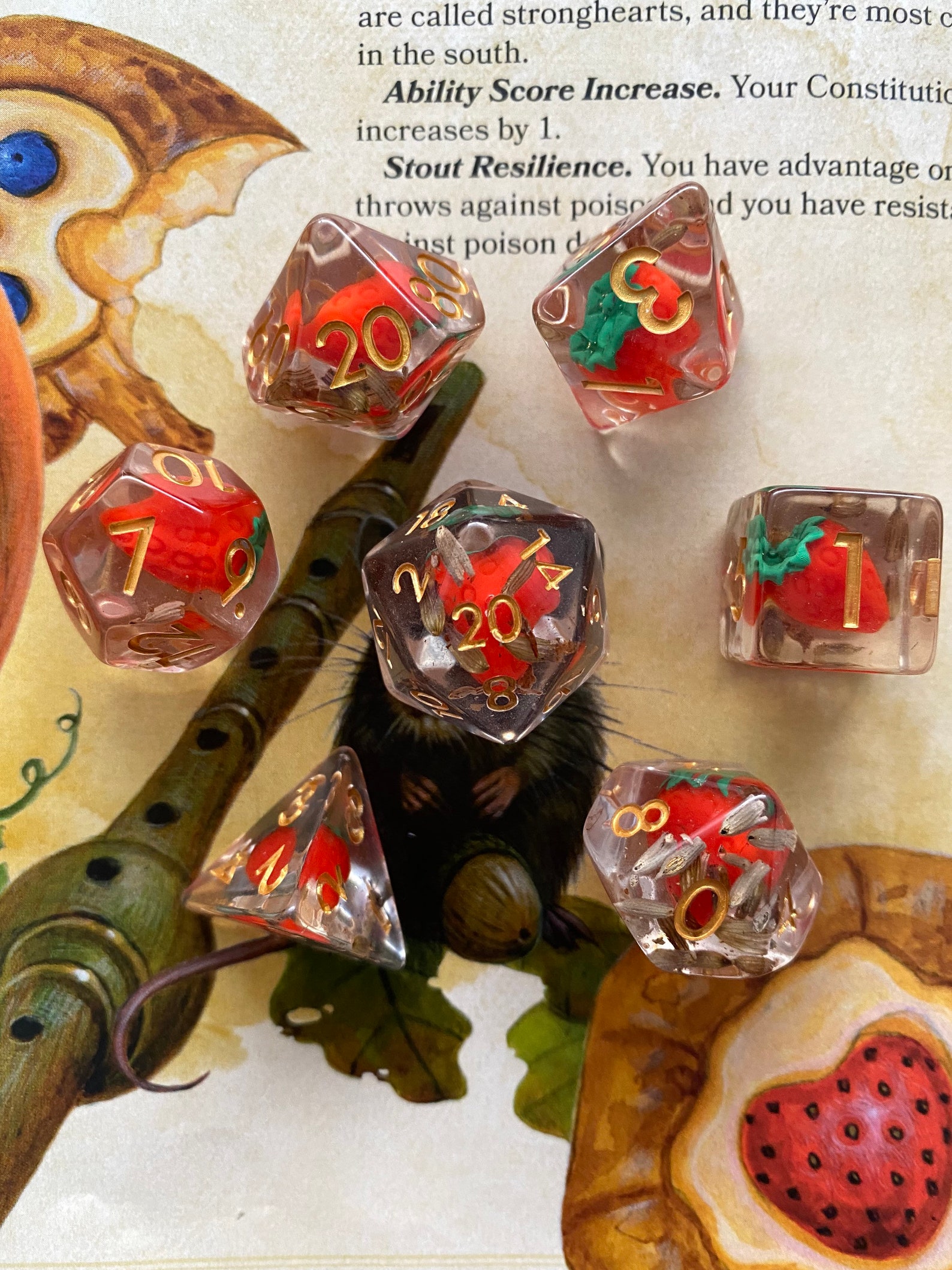 Strawberry Dnd Dice Set 4 Dungeons & Dragons. Polyhedral Food - Etsy