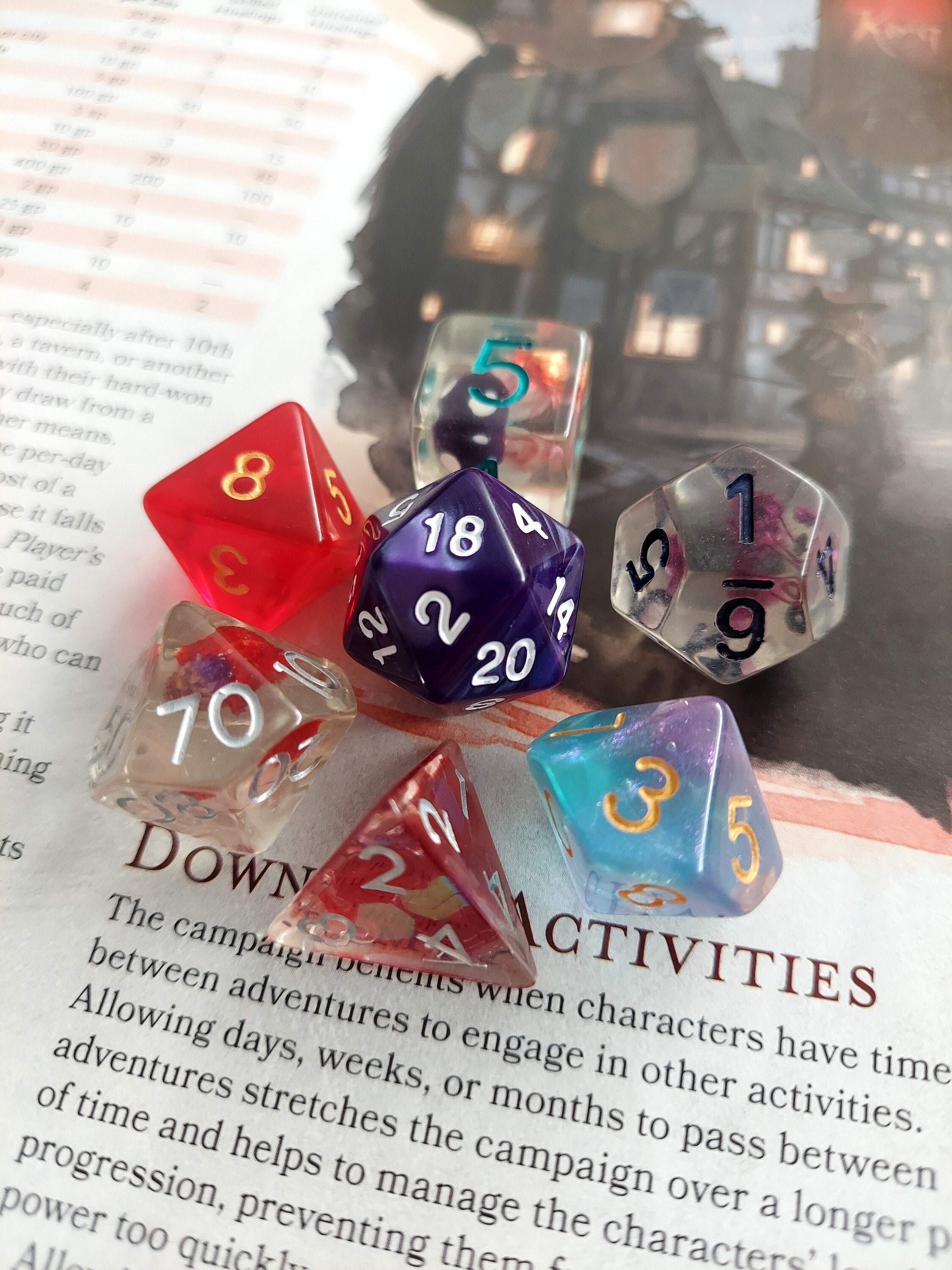 Wanderer Mix Set DnD Dice Set | Purple, Red, and Teal Mixed Polyhedral Set