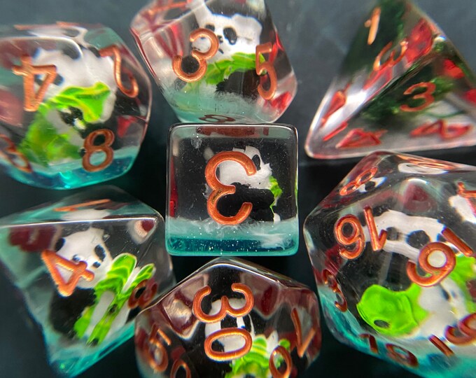 Bamboo Panda Dnd Dice Set 4 Dungeons & Dragons. Polyhedral - Etsy