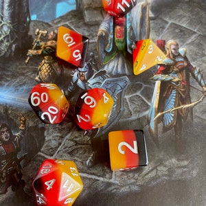 BLAZE Dnd Dice Set for Dungeons and Dragons TTRPG, Polyhedral Dice Set ...