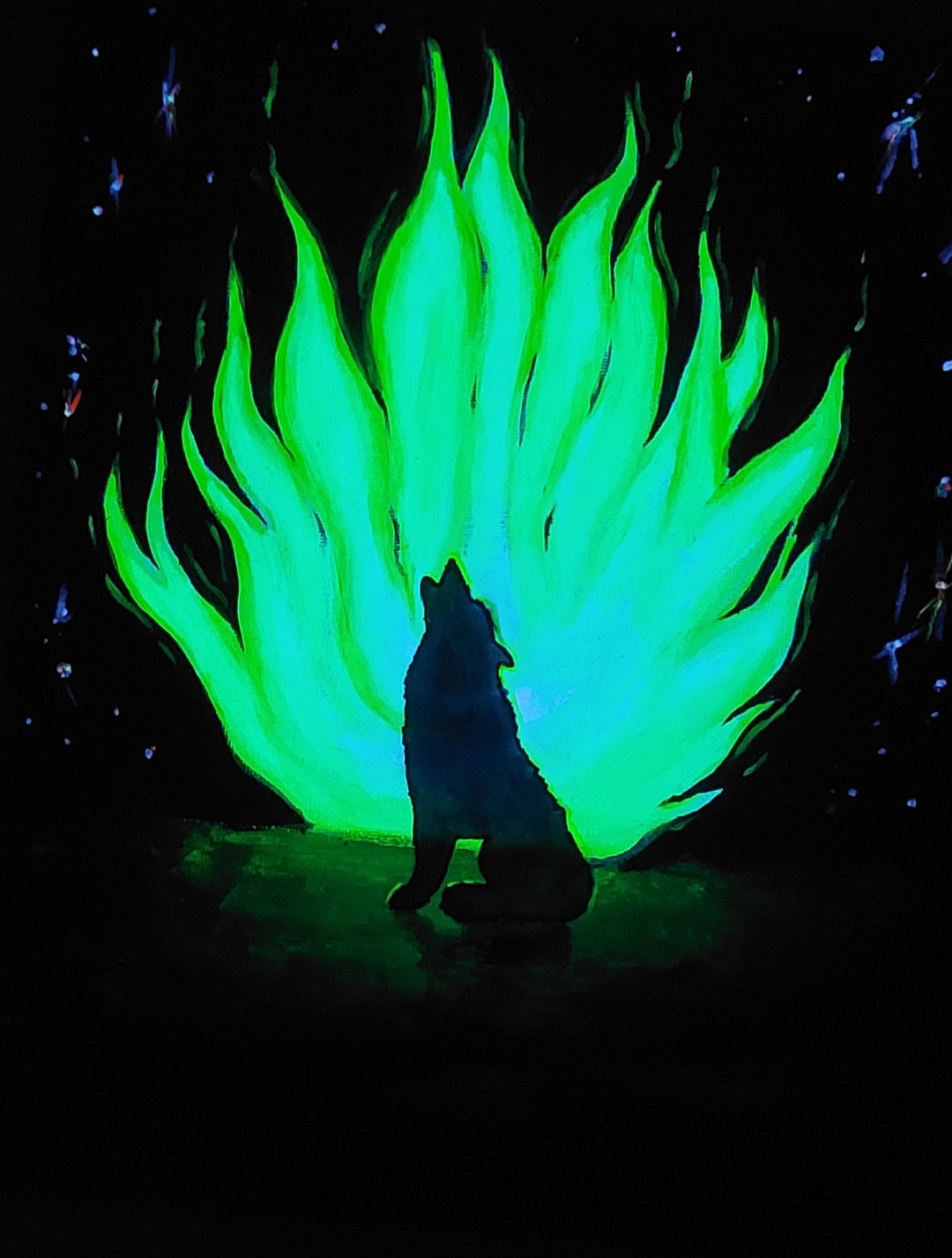Wolf. UV Neon Backlight Fire - Etsy