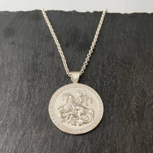 St.george Silver Coin Necklace - Etsy